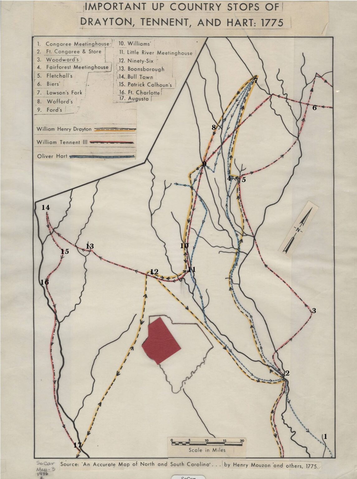 Map of Drayton, Tennent, and Hart Association Document journey 1775 ...